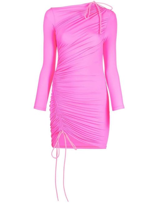 Balenciaga Synthetic Drawstring Detailed Mini Dress In Pink Lyst Uk