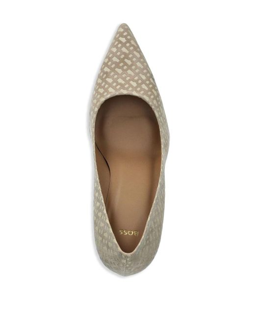 BOSS 90Mm Monogram-Pattern Pumps in Natural | Lyst