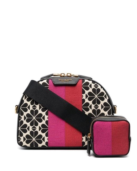 Kate Spade Leather Jacquard Addy Cross Body Bag in Black (Red) | Lyst
