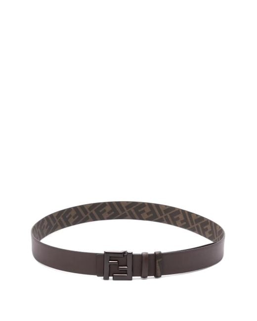 Fendi Monogram-Print Reversible Belt in Brown | Lyst