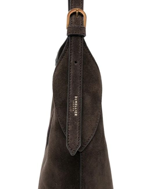 DeMellier Large Siena Padlock-Detail Suede Shoulder Bag in Black | Lyst UK