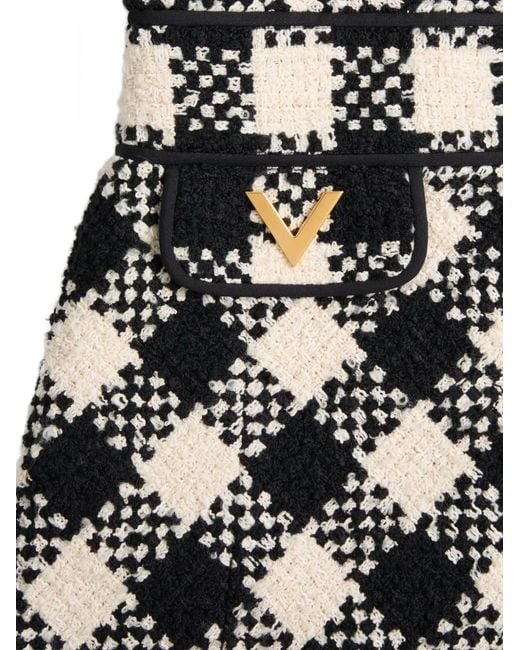 Valentino Garavani Damier Tweed Mini Dress in Black | Lyst UK