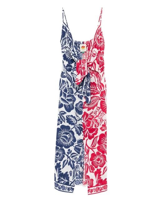 FARM Rio Floral Knot Midi Dress in White | Lyst UK