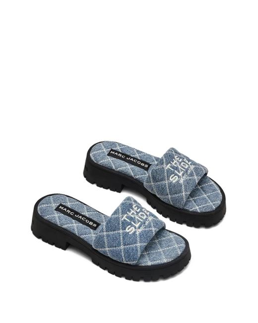 Marc Jacobs The Quilted Denim Slides in Blue | Lyst