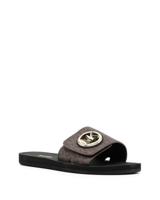 Michael Kors Mk Signature Logo Slide Sandal in Black | Lyst