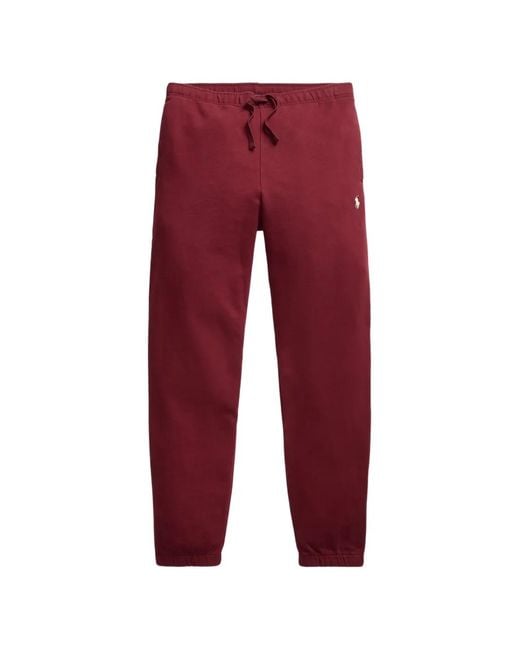 Polo Ralph Lauren Drawstring Logo-Embroidery Track Pants in Red for Men ...