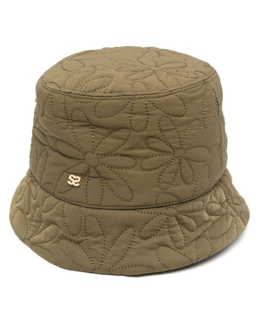 Sandro Cotton Embroidered Flower Bucket Hat In Green Lyst Uk