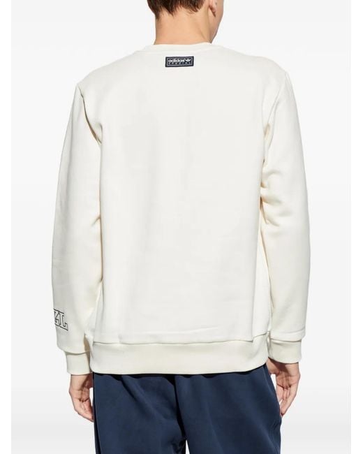 adidas Spzl Logo-Patch Crew-Neck Sweatshirt in White for Men | Lyst UK