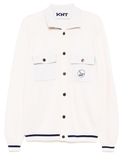 Kiton Embroidered Logo Jacket in White for Men | Lyst UK