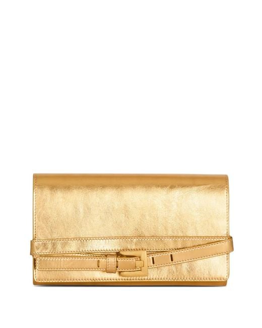Balmain Shuffle Buckle Cross Body Bag in Natural | Lyst UK