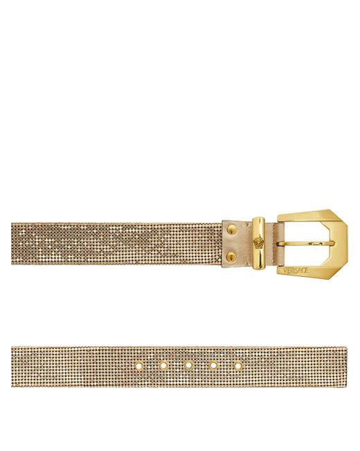 Versace Chainmail-Embellished Metallic Belt in White | Lyst