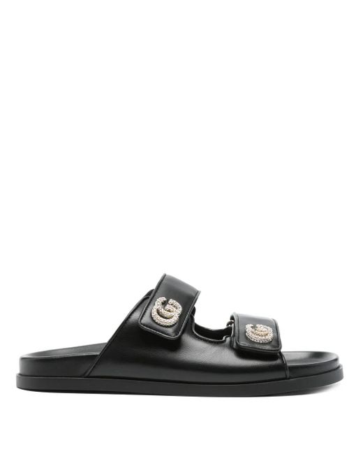 Gucci Double Sandals in Black | Lyst