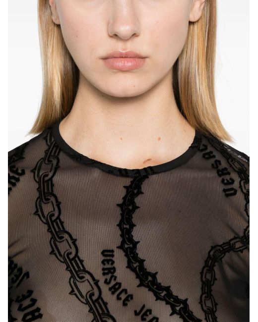 Versace Sheer Body With Baroque Pattern in Black | Lyst Australia