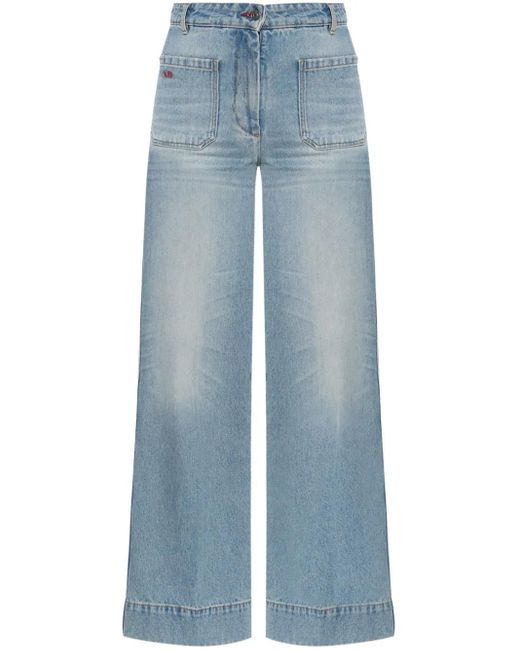 Victoria Beckham Relaxed Wide-Leg Light Denim Jeans in Blue | Lyst UK
