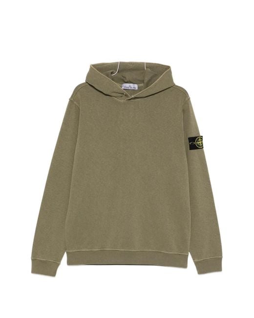 Stone Island Logo-Patch Hoodie in Green for Men | Lyst UK