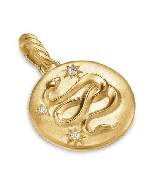 David Yurman 18Kt Snake Diamond Amulet (18.8Mm) in Metallic | Lyst