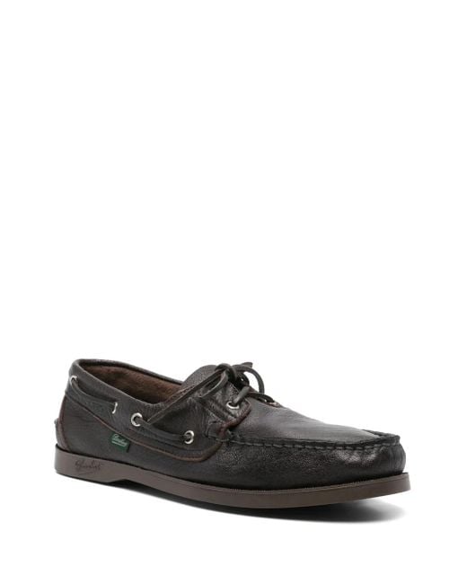 Paraboot Leather Boat Shoes in Black for Men | Lyst