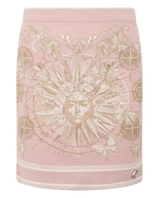 Philipp Plein Logo-Plaque Mini Skirt in Pink | Lyst UK