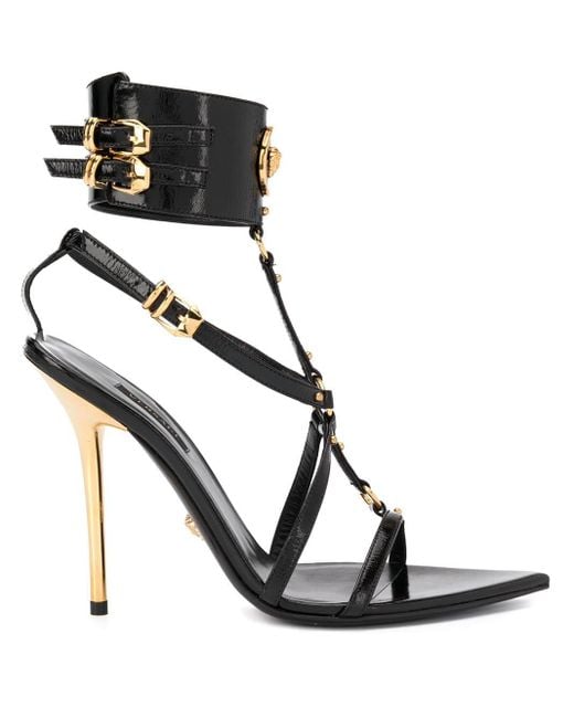 Versace Medusa Strappy Sandals in Black | Lyst