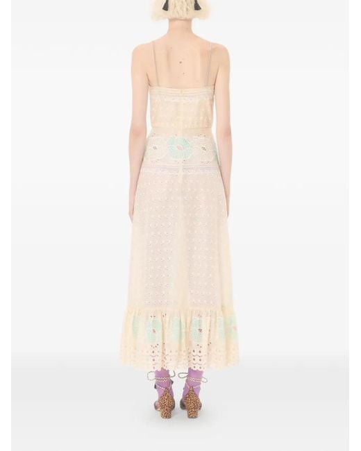 Valentino Garavani Sangallo Midi Dress in Natural | Lyst UK