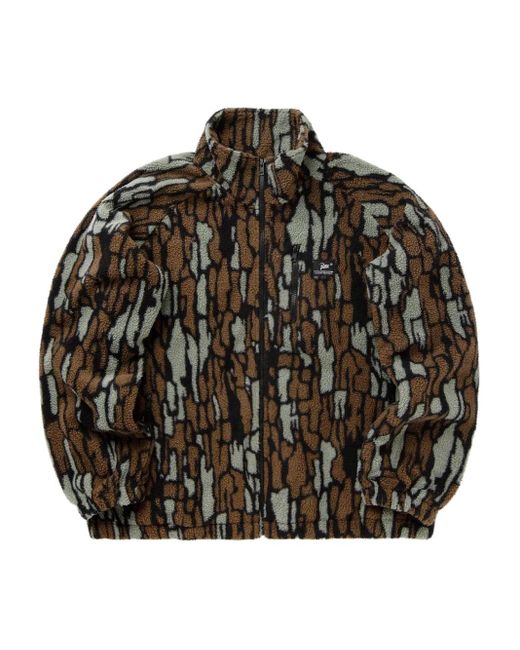 PATTA Fleece Bark-Print Jacket in Black | Lyst UK