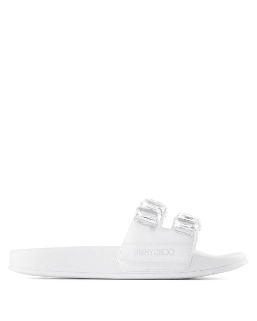 Jimmy Choo Fitz Slides in White | Lyst