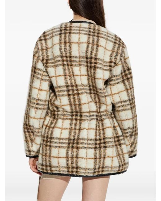 Isabel Marant Checked Tie Coat in White | Lyst UK