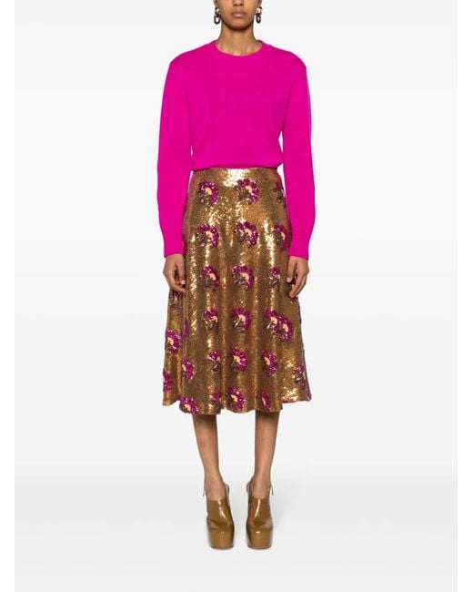 La DoubleJ Holly Sequin-Embellished Skirt in Red | Lyst