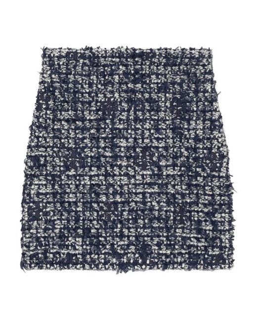 Tory Burch Kendra Tweed Mini Skirt in Blue | Lyst UK