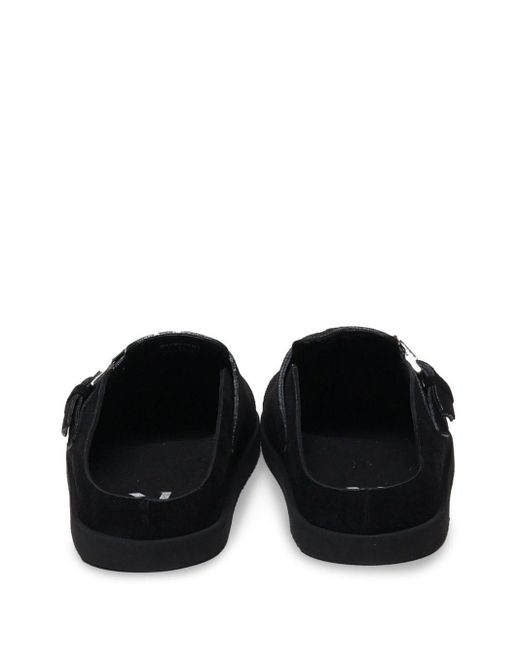 Represent Suede Appliqué Logo Slip-On Slippers in Black for Men | Lyst