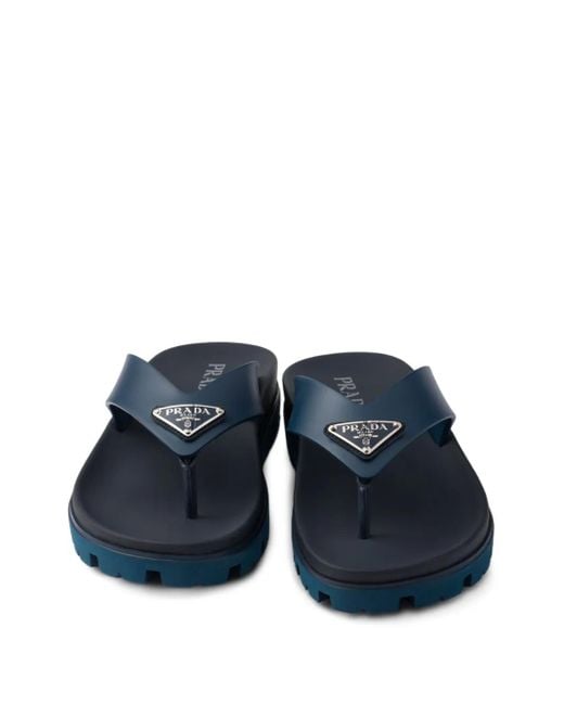 Prada Logo-Embellished Flip Flops in Blue for Men | Lyst