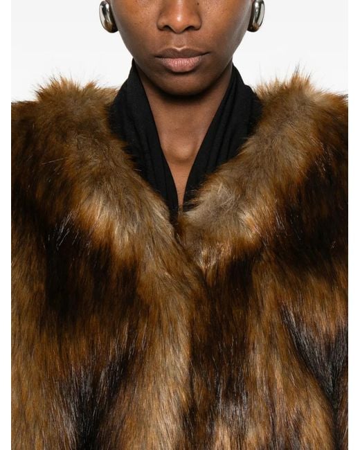 Alexander Wang Cropped Faux Fur Jacket in Brown | Lyst UK