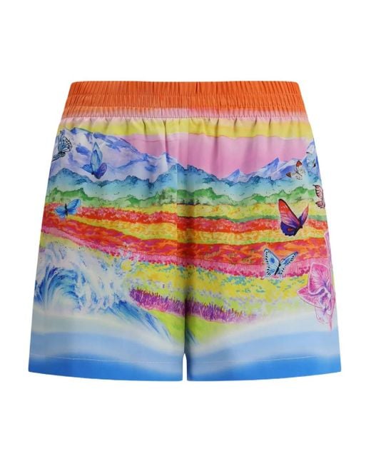 CASABLANCA Landscape-Print Silk Shorts in Blue | Lyst UK