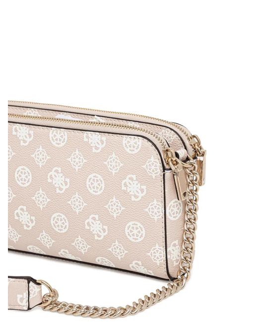 Guess Logo-Pattern Crossbody Bag in Natural | Lyst