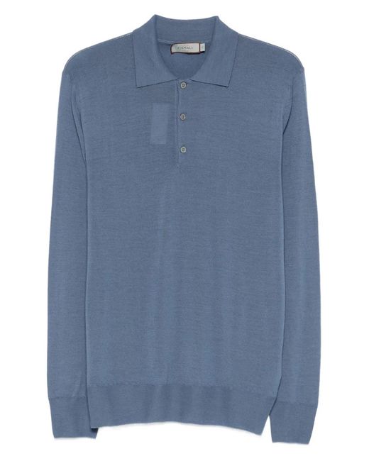 Canali Button-Up Polo Shirt in Blue for Men | Lyst UK