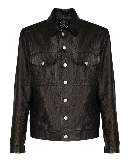Giuliano Galiano Julius Caesar Leather Jacket in Black for Men | Lyst UK
