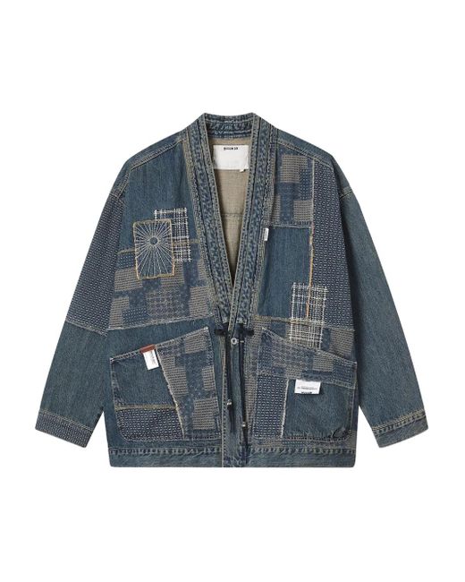 Musium Div. Patchwork Embroidered Denim Jacket in Blue for Men | Lyst UK