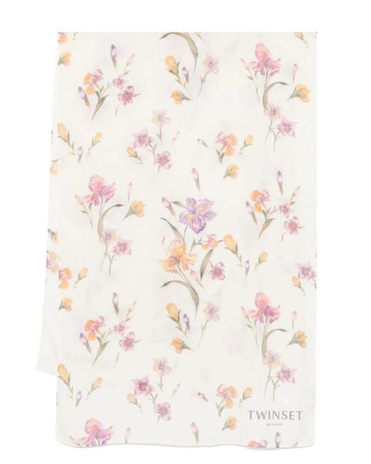 Twinset Floral-Print Stole in White | Lyst UK