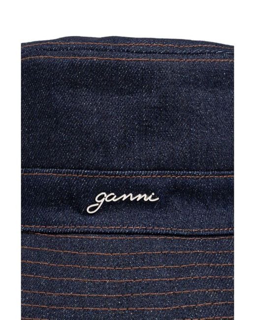 Ganni Denim Bucket Hat in Blue | Lyst UK