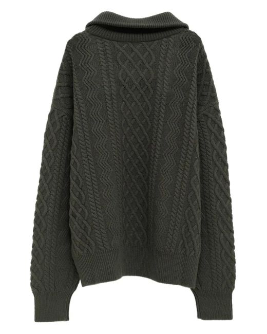 Loewe Cable-Knit Half-Zip Sweater in Black for Men | Lyst