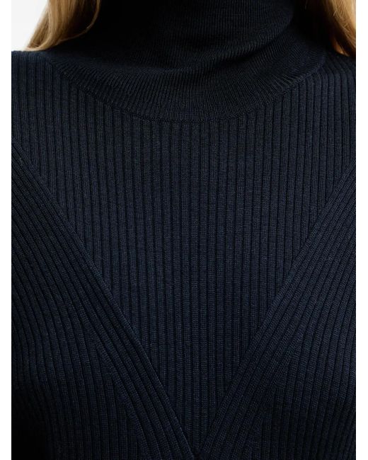 BOSS Roll-Neck Midi Dress in Blue | Lyst UK