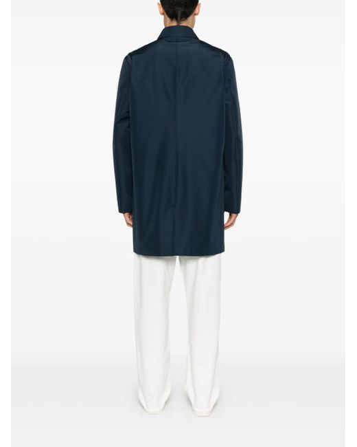 Manuel Ritz Rubberised-Logo Trench Coat in Blue for Men | Lyst