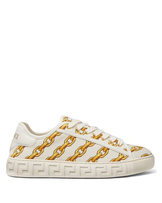 Versace Baroque Chain Sneakers in Metallic | Lyst