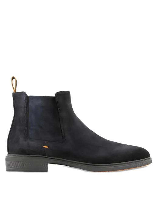 Santoni Elastic-Panel Suede Chelsea Boots in Black for Men | Lyst
