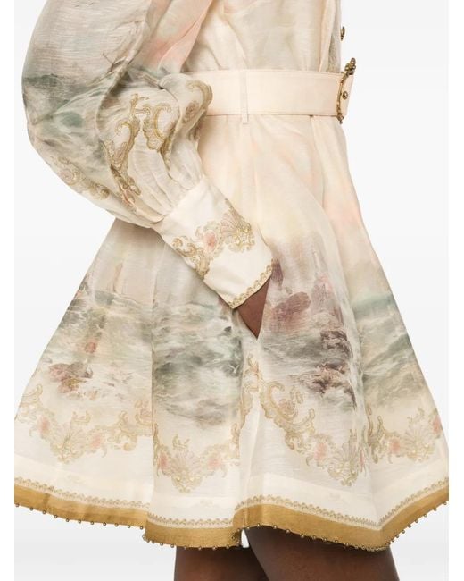Zimmermann Rebellion Marine Long-Sleeve Dress in White | Lyst UK