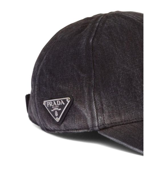 Prada Denim Cap in Black | Lyst