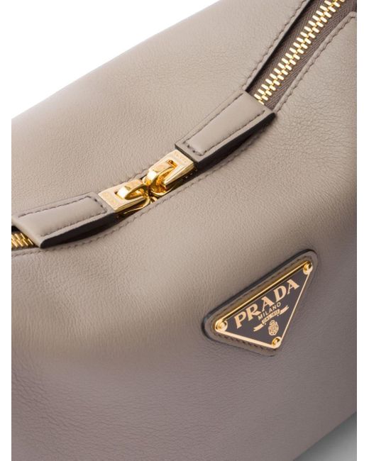 Prada Medium Leather Tote Bag in Gray | Lyst