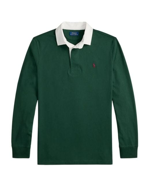 Polo Ralph Lauren The Iconic Rugby Long-Sleeves Polo Shirt in Green for Men | Lyst