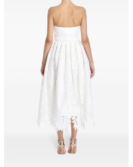 LEO LIN Norine Bustier Midi Dress in White | Lyst