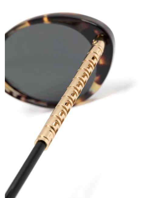 Versace Tubular Greca Oval-Frame Sunglasses in Gray | Lyst